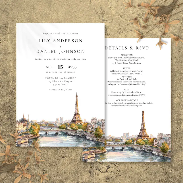 Paris France Destination All In One Wedding Invitation | Zazzle