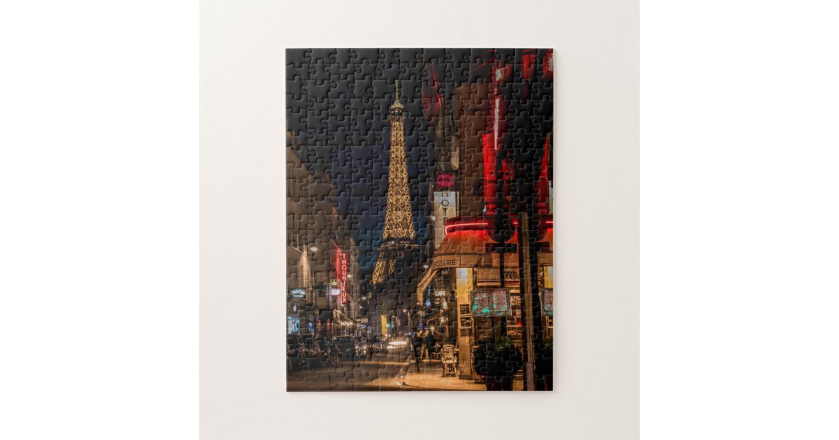 Paris France Eiffel Tower Montmartre street Jigsaw Puzzle | Zazzle
