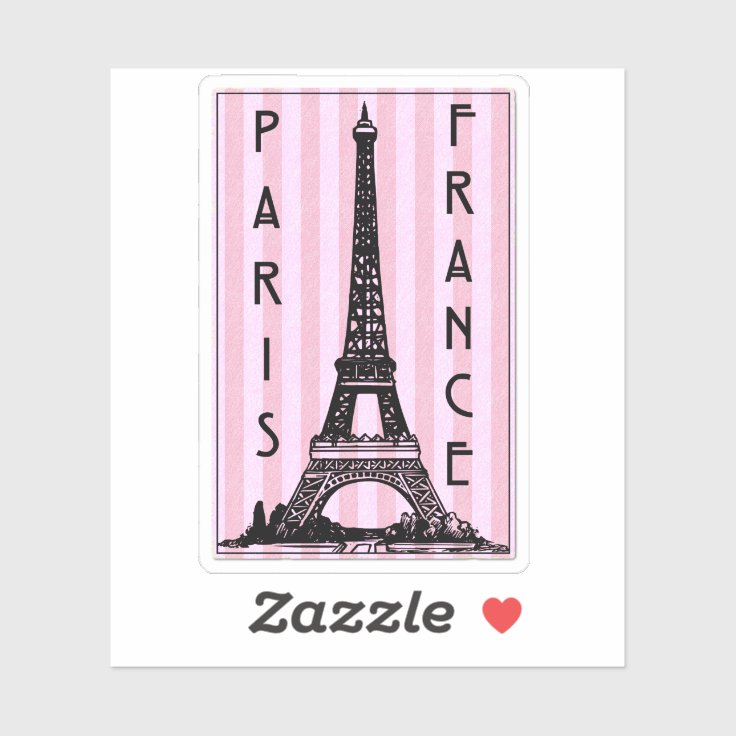 Paris France Eiffel Tower Retro French Travel Sticker | Zazzle
