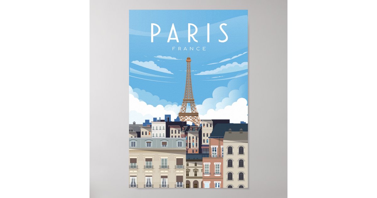 Paris France street eiffel tower travel poster | Zazzle