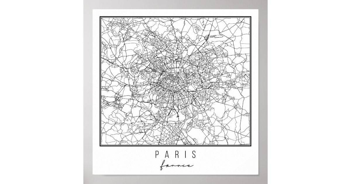 Paris France Street Map Poster | Zazzle