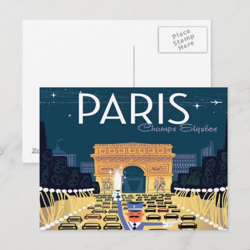 Paris France Vintage Travel retro tourism vacation Postcard | Zazzle