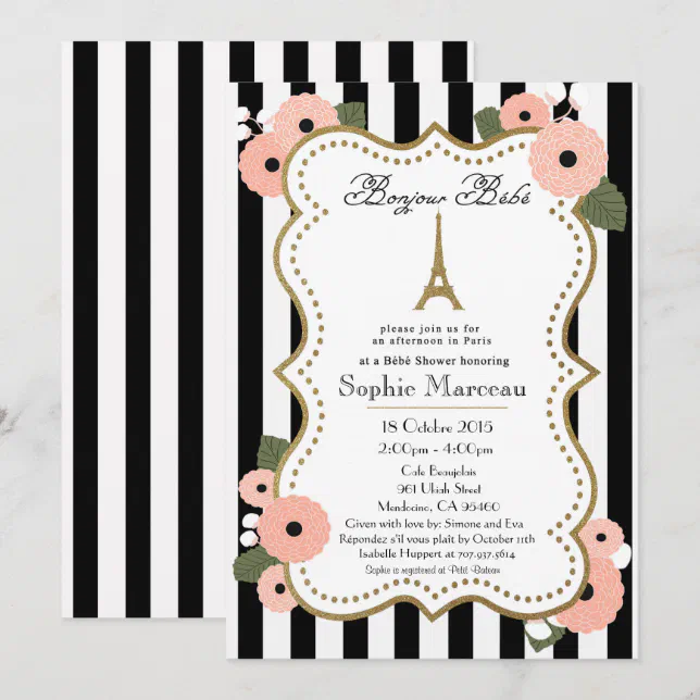 Paris French Baby Shower Invitation | Zazzle