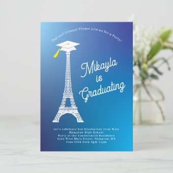 Paris French Eiffel Tower Graduation Party Invitation | Zazzle