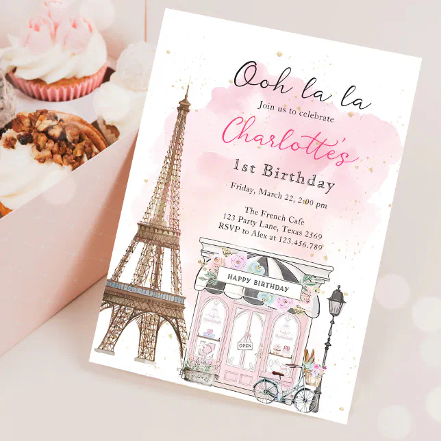 Paris French Parisian Cafe Tea Party Girl Birthday Invitation | Zazzle