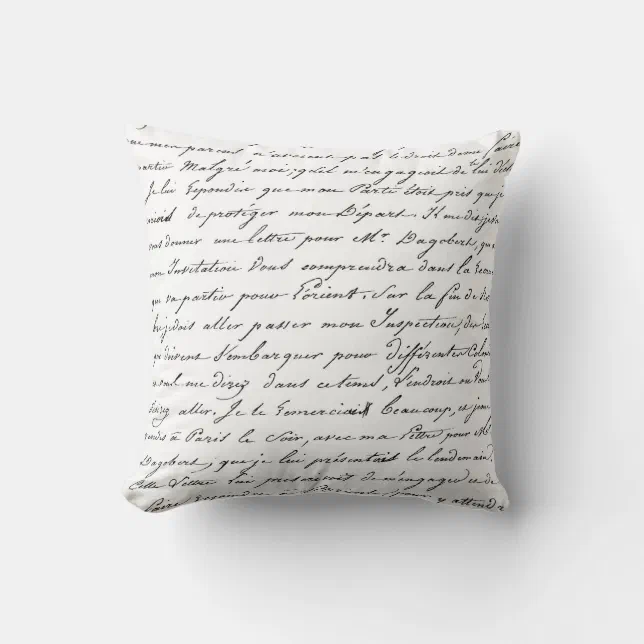 Paris French Script Chic Handwriting Pillow | Zazzle