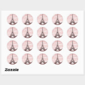 Paris in Pink Eiffel Tower France Classic Round Sticker | Zazzle