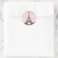 Paris in Pink Eiffel Tower France Classic Round Sticker | Zazzle