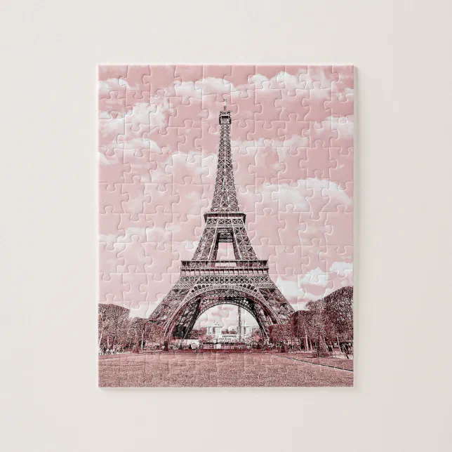 Paris in Pink Eiffel Tower Jigsaw Puzzle | Zazzle