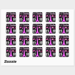 PARIS INSPIRED SWEET 16TH BIRTHDAY DESIGN SQUARE STICKER | Zazzle