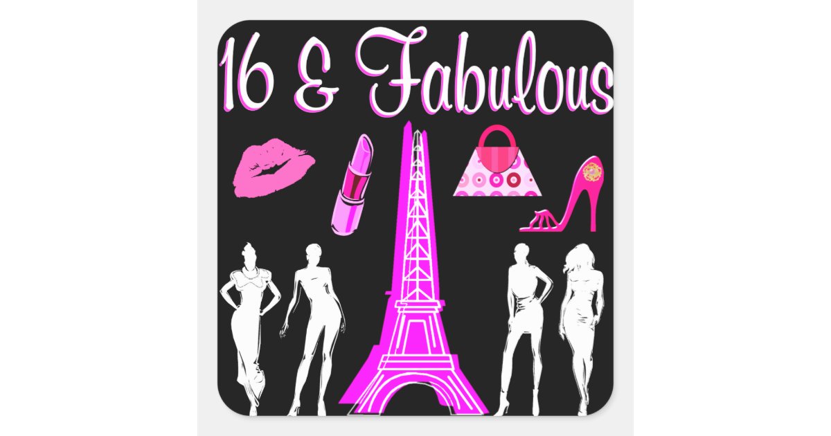 PARIS INSPIRED SWEET 16TH BIRTHDAY DESIGN SQUARE STICKER | Zazzle
