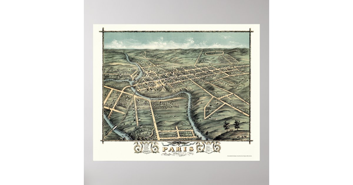 Paris, KY Panoramic Map - 1870 Poster | Zazzle