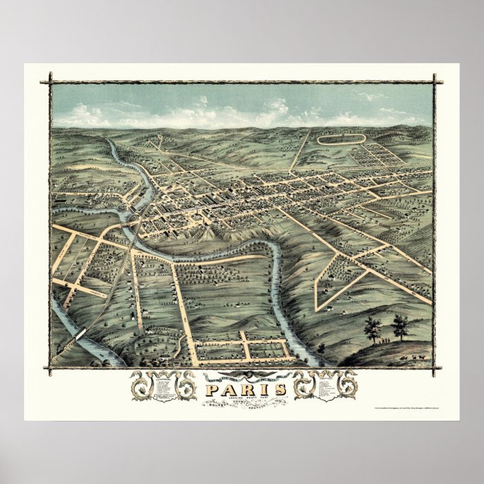 Paris, KY Panoramic Map - 1870 Poster | Zazzle.com
