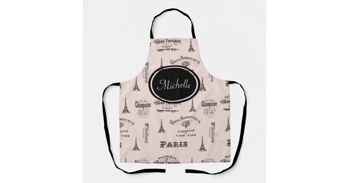 Paris Label French Pink Personalized Apron | Zazzle