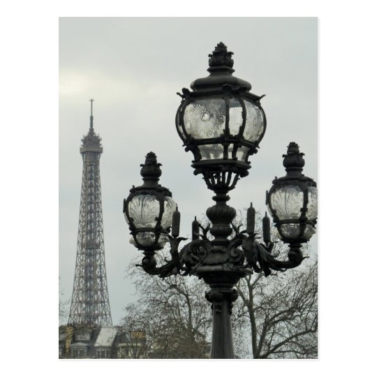 Paris Lamp Post and Eiffel Tower Scene Postcard | Zazzle.com