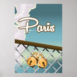 Paris love padlocks poster | Zazzle