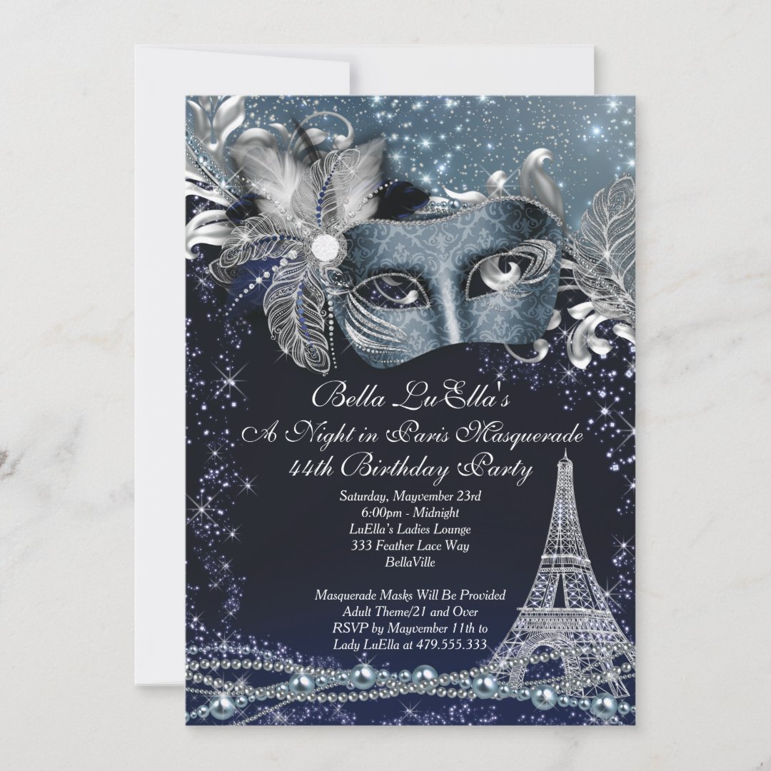 Paris Masquerade Birthday Event Party Invitations | Zazzle