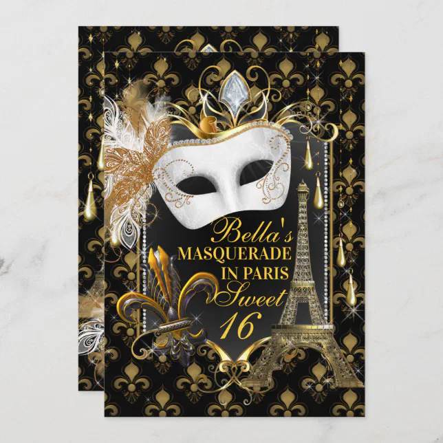 Paris Masquerade Birthday Party Invitations | Zazzle