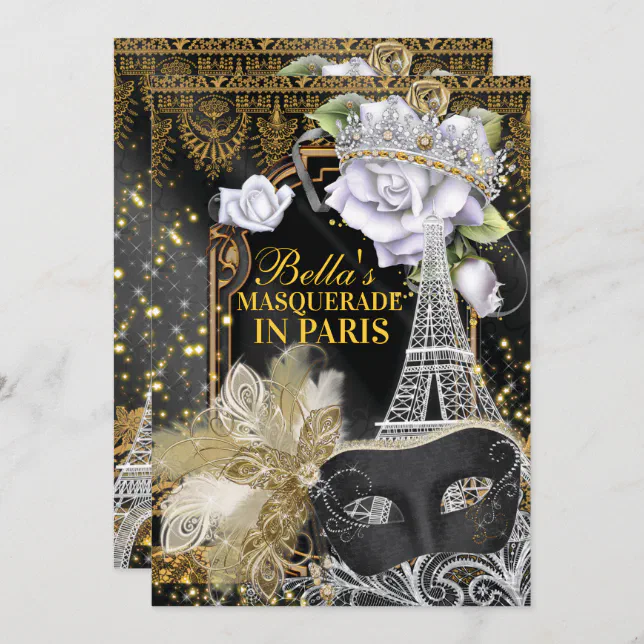 Paris Masquerade Birthday Party Invitations | Zazzle