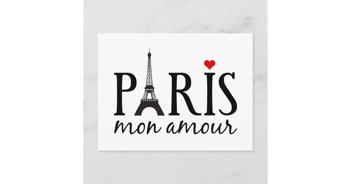 Paris mon amour with Eiffel tower Postcard | Zazzle