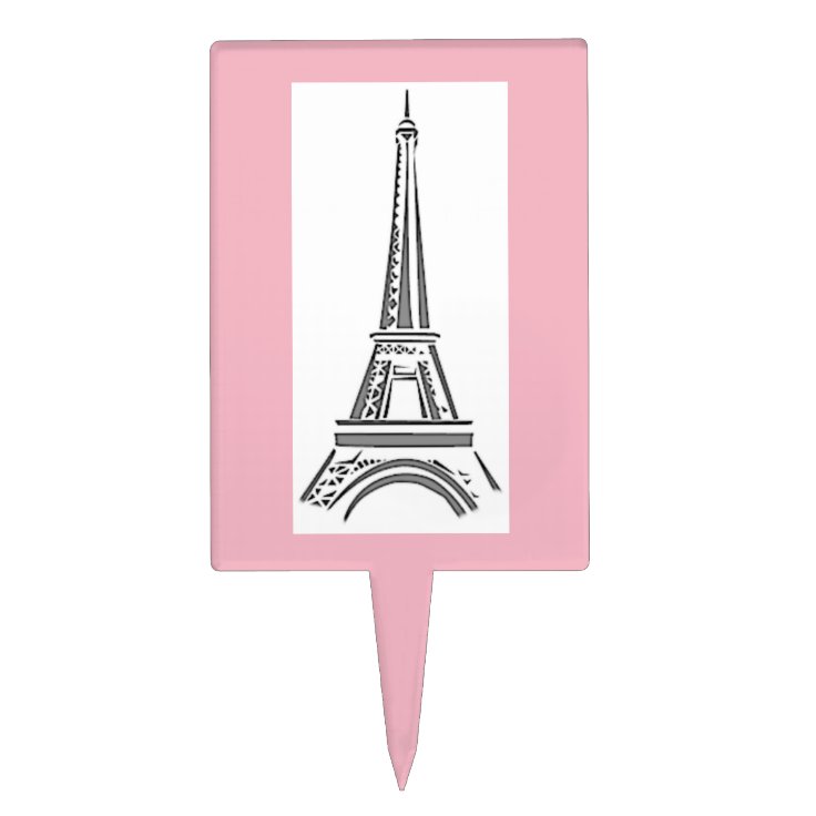 Paris Pink Themed Eiffel Tower Party Cake Topper | Zazzle