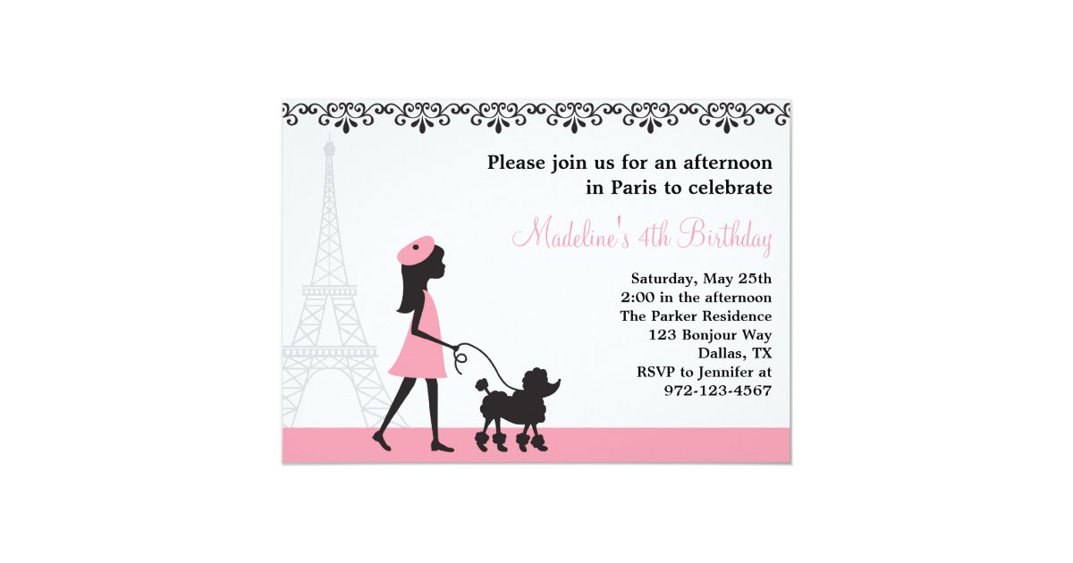 Paris Poodle Invitations | Zazzle.com
