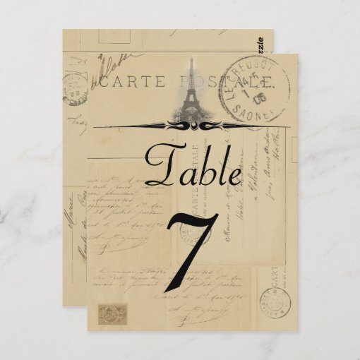 Paris Postcard Table Number | Zazzle