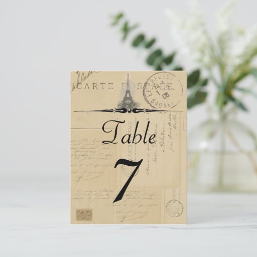 Paris Postcard Table Number | Zazzle