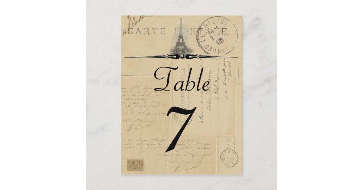 Paris Postcard Table Number | Zazzle