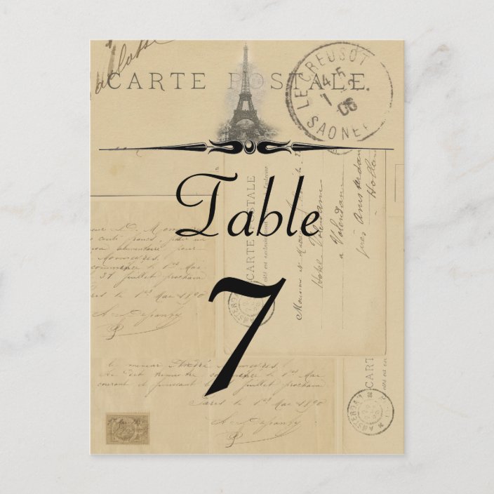Paris Postcard Table Number | Zazzle.com