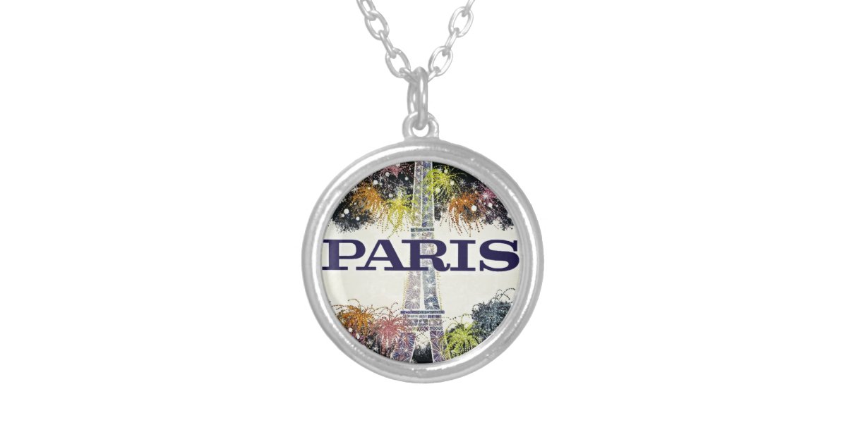 Paris:Poster Silver Plated Necklace | Zazzle