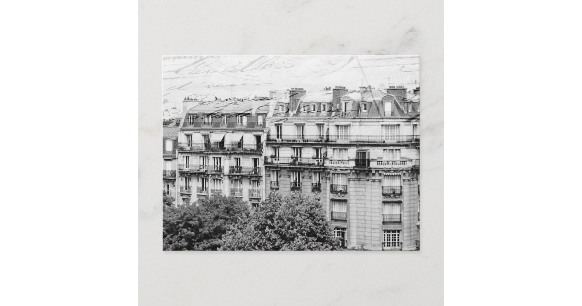 Paris Rooftops in Black and White Postcard | Zazzle