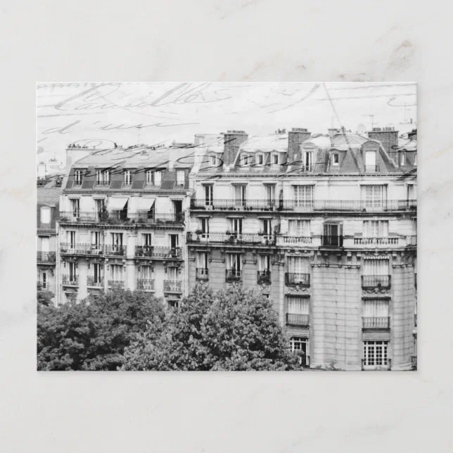 Paris Rooftops in Black and White Postcard | Zazzle