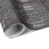 Paris rustic country chalkboard French Scripts Wrapping Paper | Zazzle