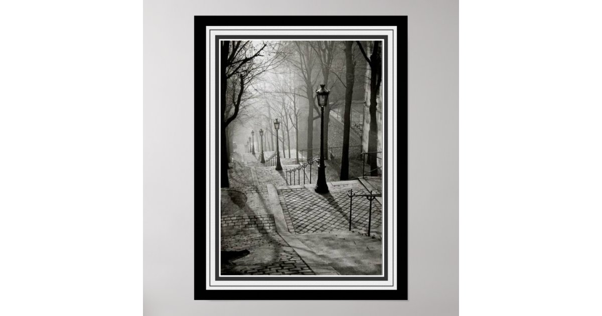 Paris Sidewalk 1936 B&W Photograph Poster | Zazzle