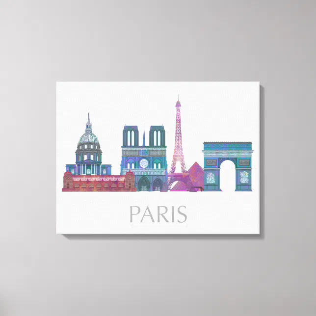 Paris Skyline Colored Buildings Canvas Print | Zazzle