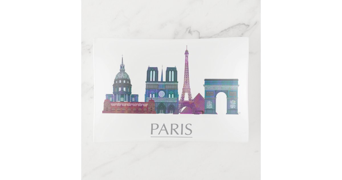 Paris Skyline Colored Buildings Trinket Tray | Zazzle