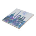 Paris Skyline - Watercolor Blue Ceramic Tile | Zazzle
