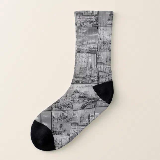 Paris souvenirs black and white pattern socks | Zazzle