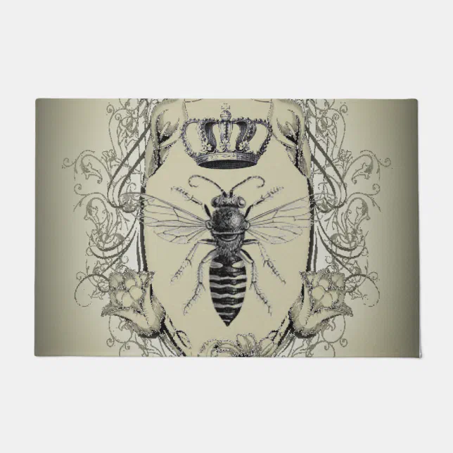 paris steampunk beekeeper french bee queen crown doormat | Zazzle