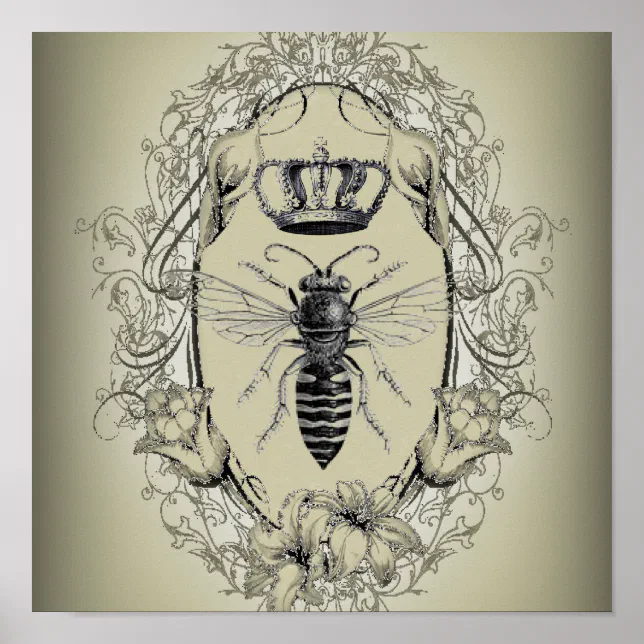 paris steampunk beekeeper french bee queen crown poster | Zazzle