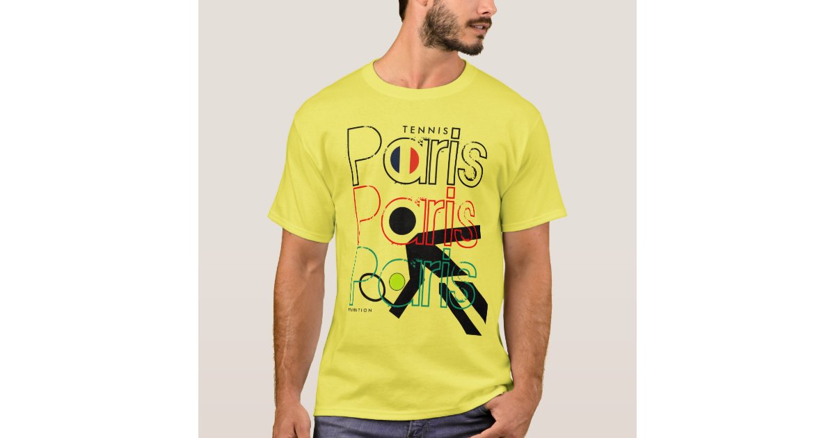 Paris Tennis French Open Flag Yellow T-Shirt | Zazzle