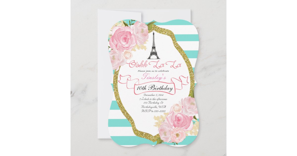 Paris Theme Birthday Party Invitation | Zazzle