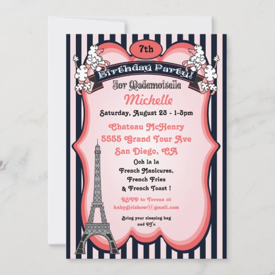 Paris theme Birthday Party Invitations | Zazzle.com