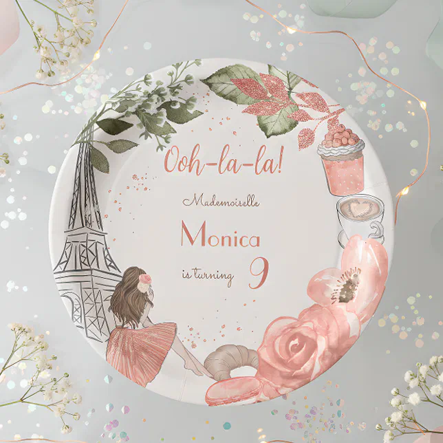 Paris theme french birthday party paper plates | Zazzle