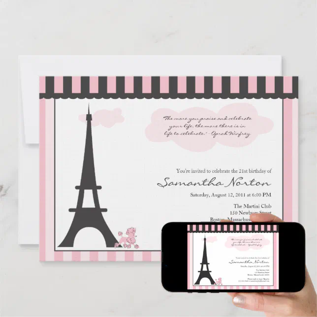 Paris Themed Birthday Invitation | Zazzle