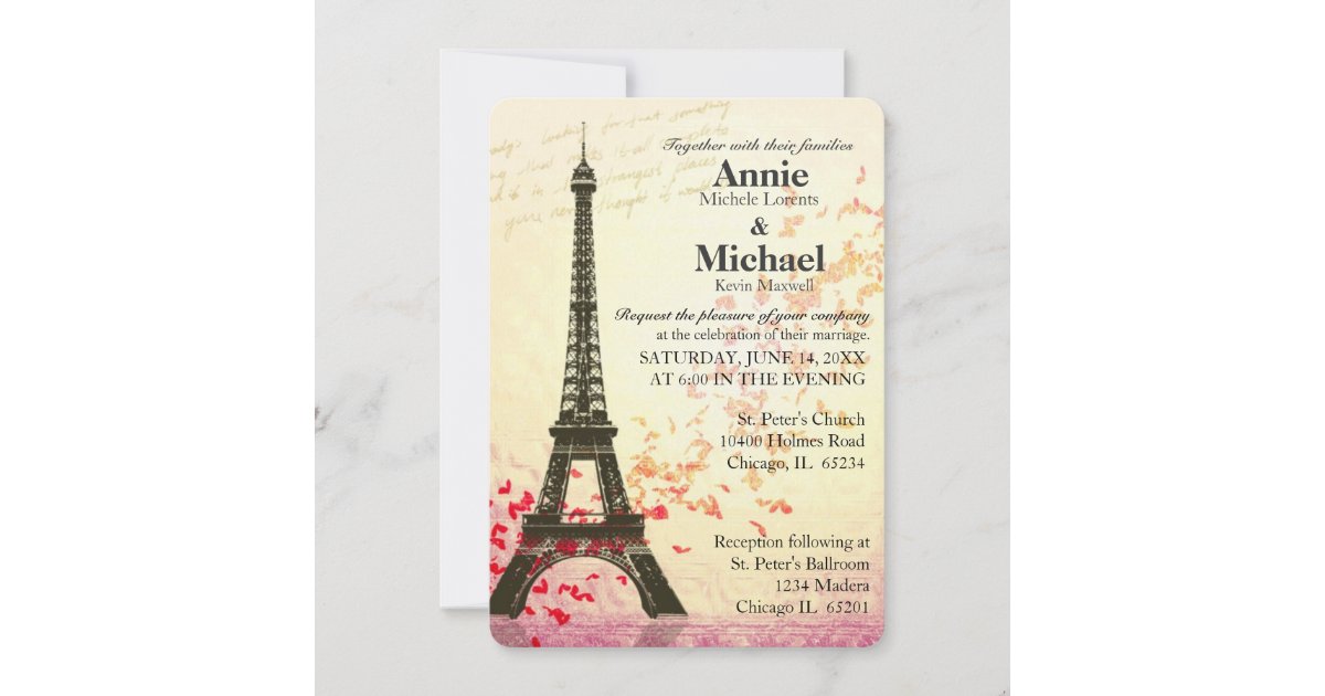 Paris Themed Wedding Invitation template | Zazzle