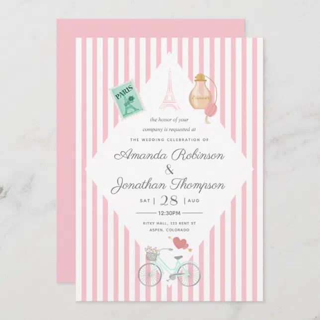 Paris Themed Wedding Personalized Invitation | Zazzle