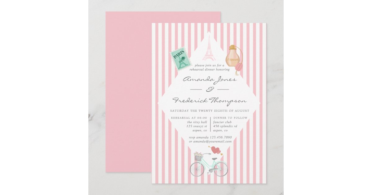 Paris Themed Wedding Rehearsal Dinner Invitation | Zazzle