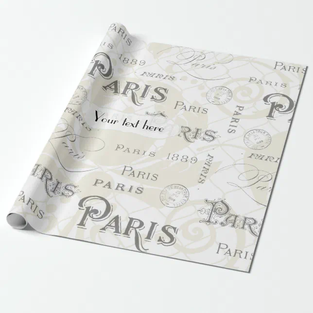 Paris Themed Wedding Vintage Customizable Wrapping Paper | Zazzle